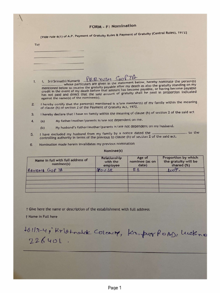 Gratuity Form | PDF