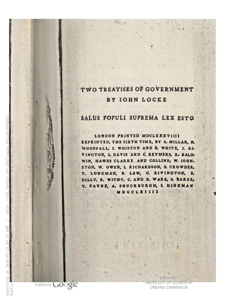 Two Treatises of Government | PDF