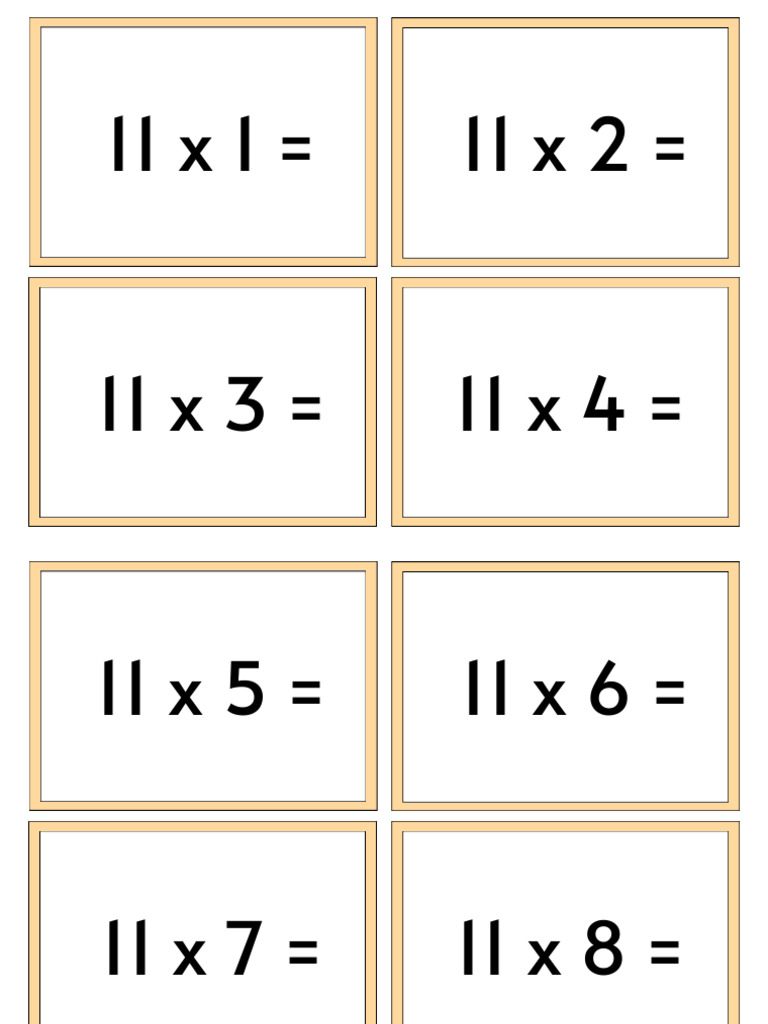 11x Times Tables Multiplication Flashcards | PDF