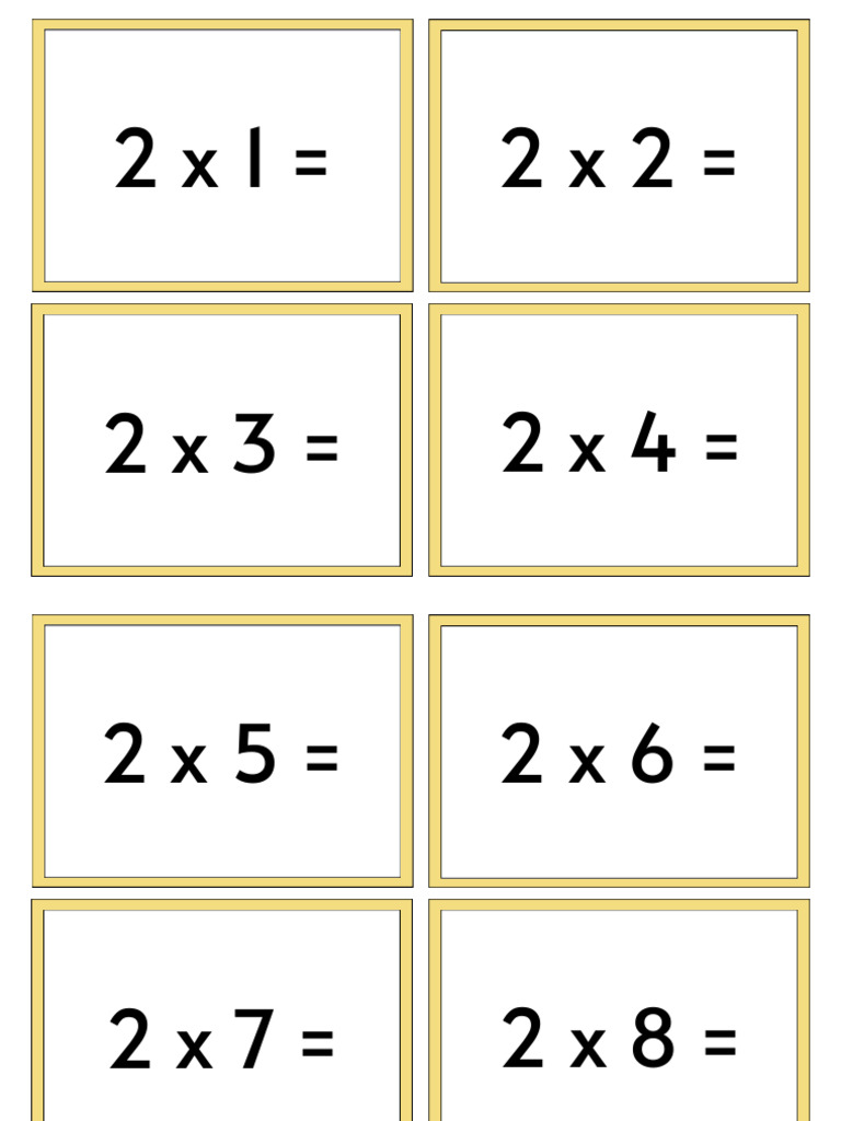 2x Times Tables Multiplication Flashcards | PDF