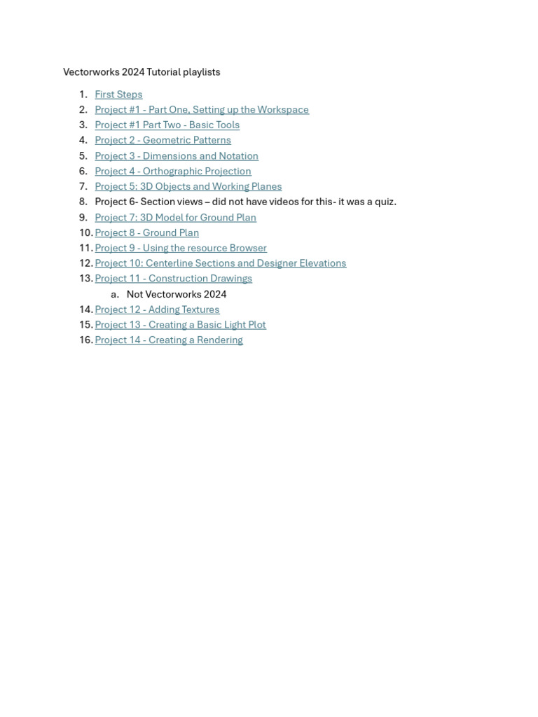 Vectorworks 2024 Tutorial Playlists | PDF