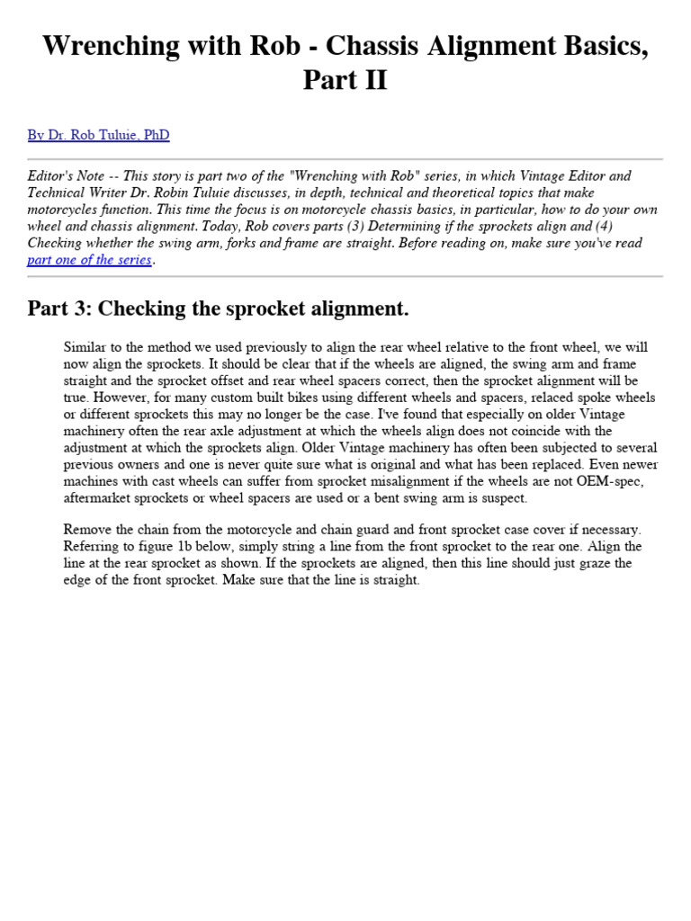 Motorcycle Chassis Alignment Guide | PDF | Wheel