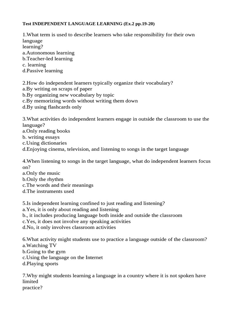 Independent Language Learning | PDF