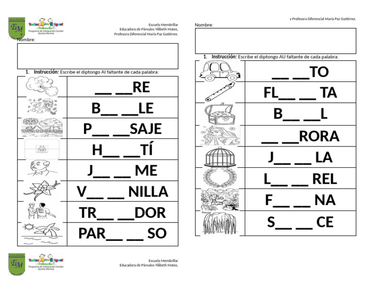 Diptongos AI y AU para Niños | PDF
