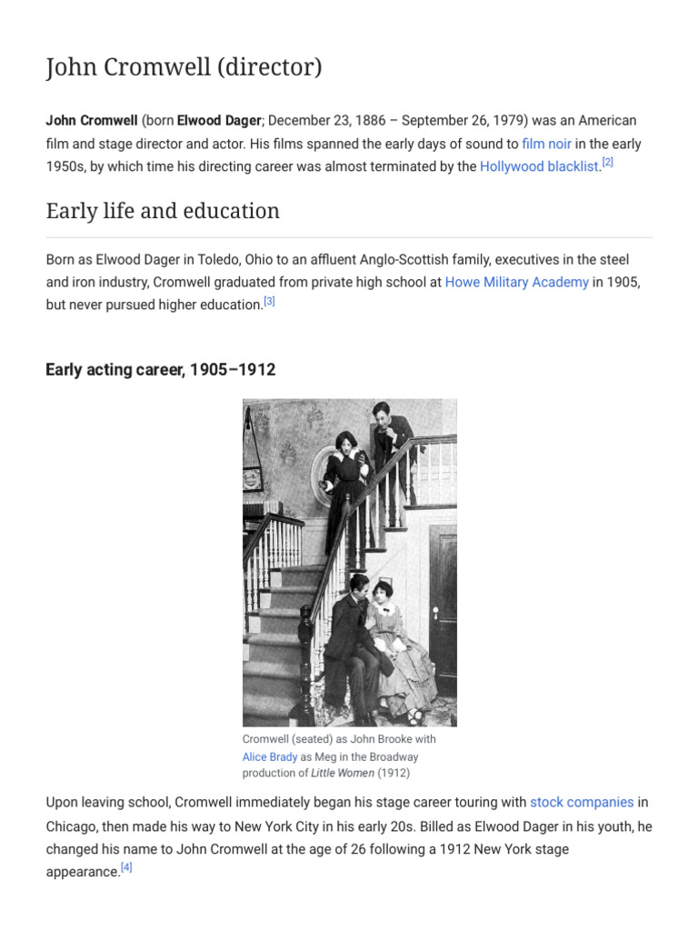 John Cromwell (Director) - Wikipedia | PDF