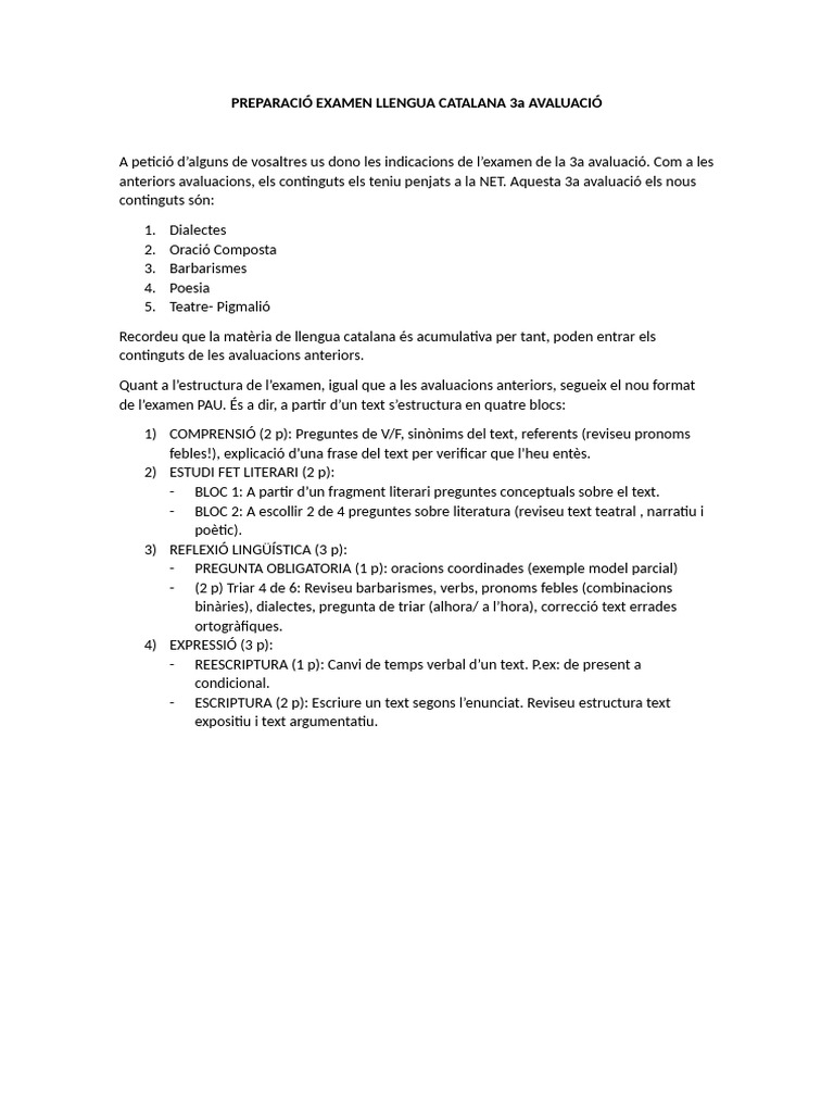 Continguts Examen | PDF