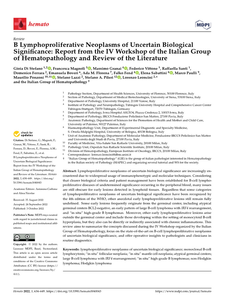B Lymphoproliferative Neoplasms Review | PDF | Lymphoma | Neoplasms