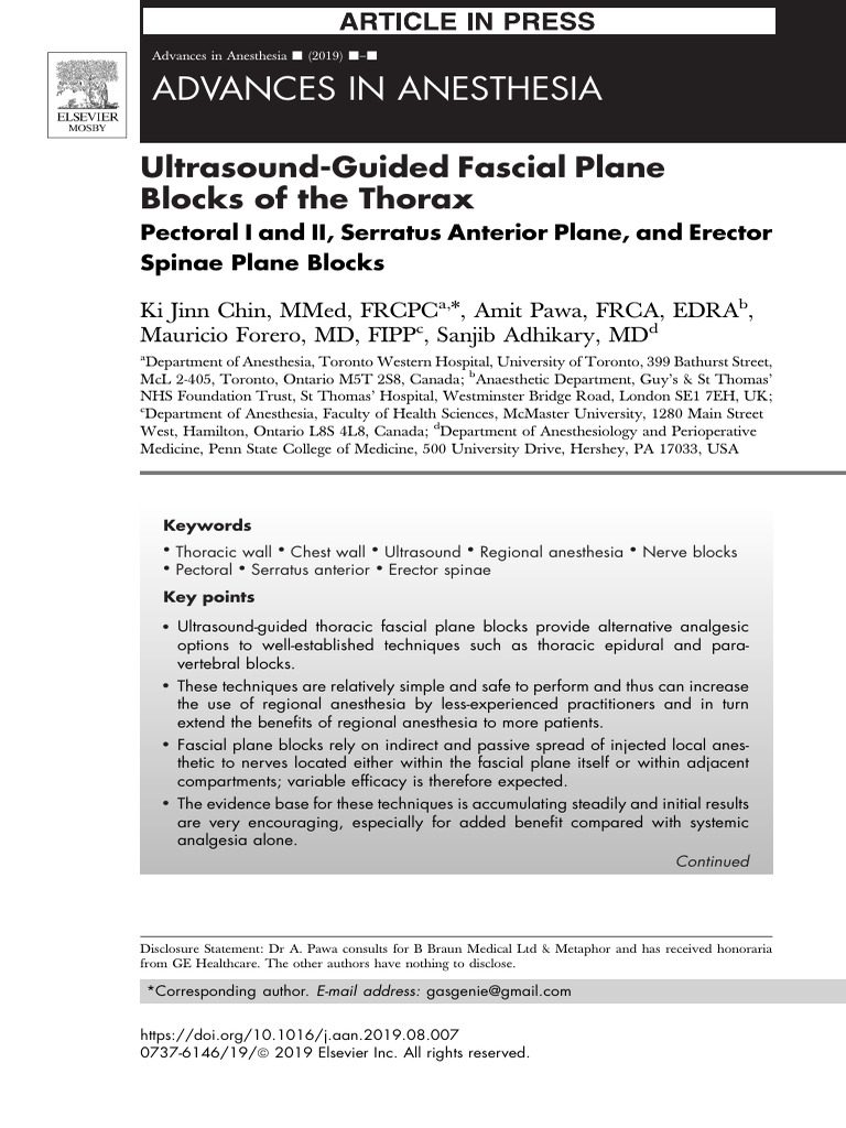 USG Fascial Plane Blocks of The Thorax Pectoral I and II SAP and ESP ...