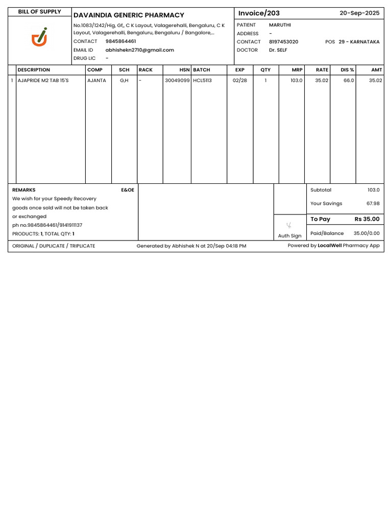 Purchase Order Retail Sale Invoice Invoice 203 Davaindia Generic ...