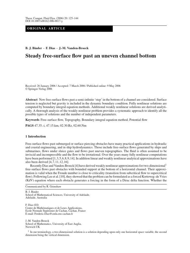 Free-Surface Flow Over Uneven Channel | PDF | Fluid Dynamics | Equations