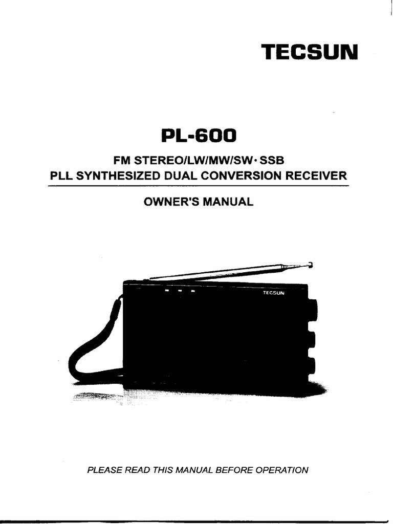 Tecsun PL-600 Owner's Manual | PDF