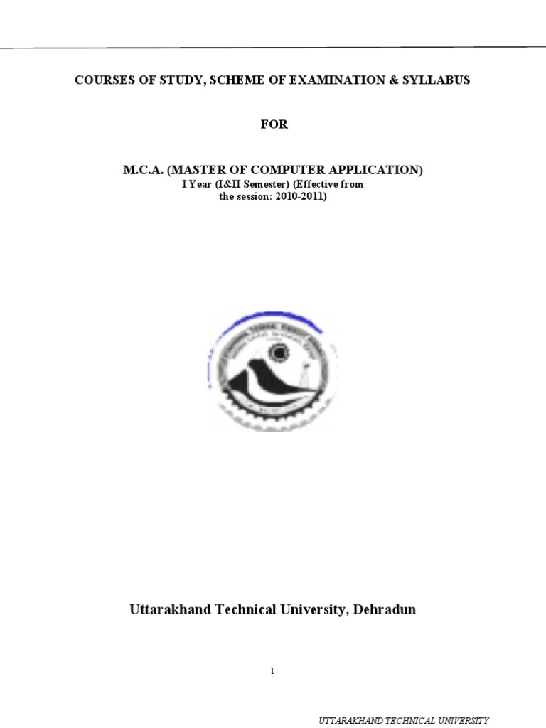Courses of Study, Scheme of Examination & Syllabus FOR M.C.A. (Master of Computer Application ...