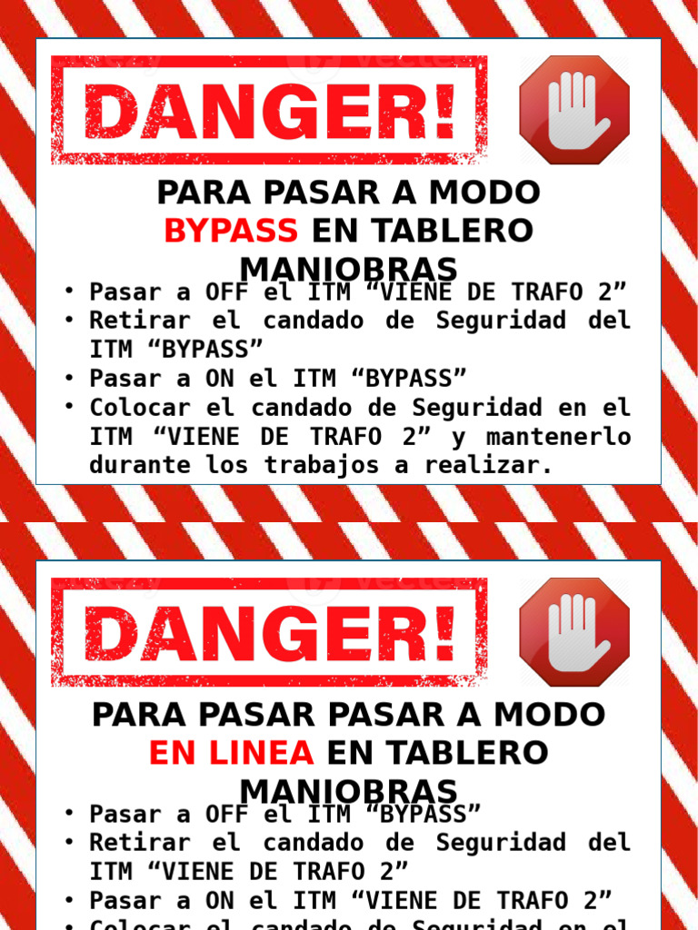 Instrucciones para Modo Bypass en Tablero | PDF