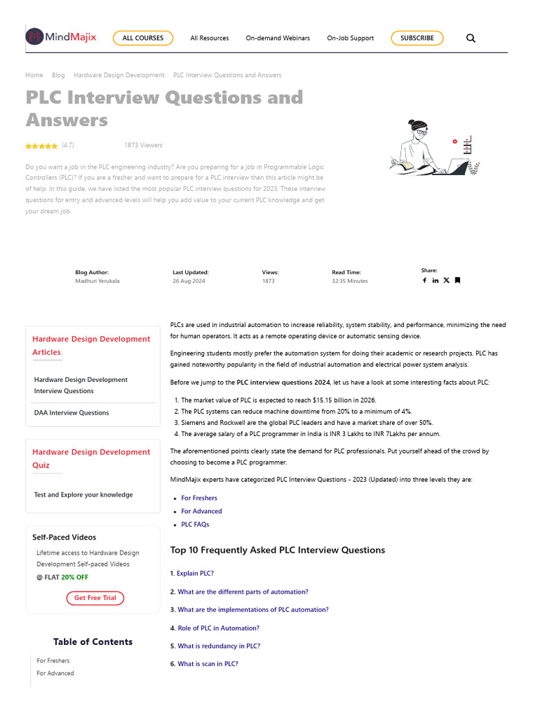 PLC Interview Questions and Answers 2024 | PDF | Programmable Logic ...