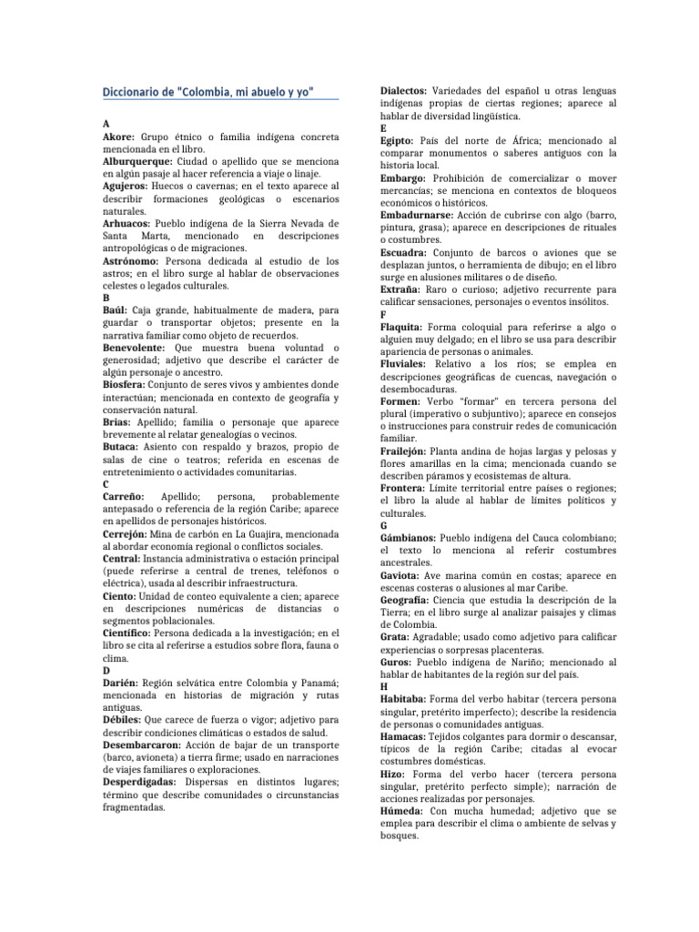 Diccionario Colombia Abuelo | PDF | Colombia | Planetas