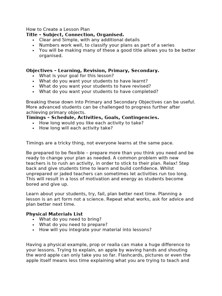 Effective Lesson Plan Creation Guide | PDF | Teachers | Social Psychology