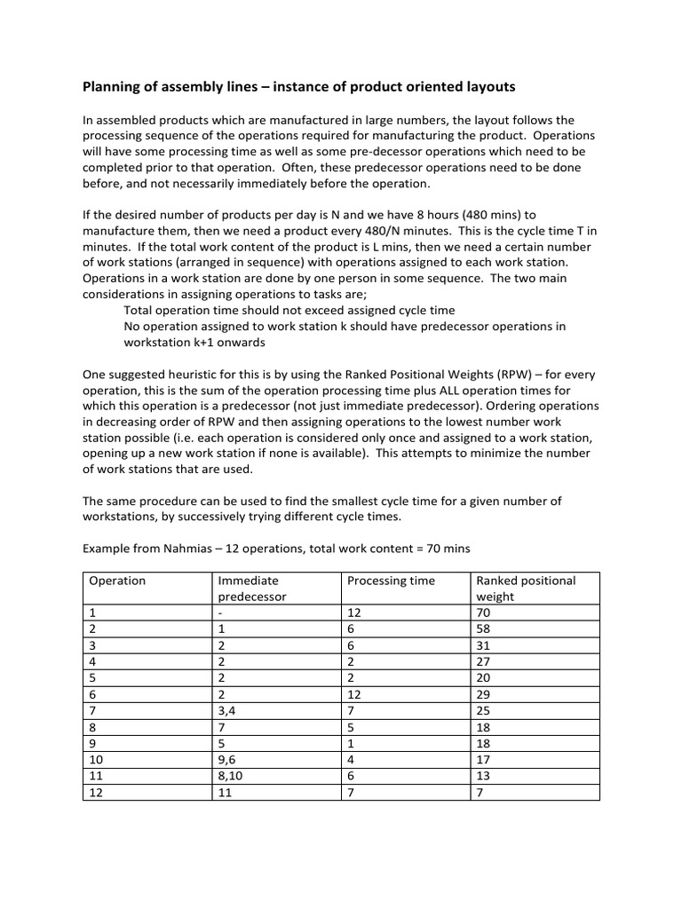 Assembly Line Planning and Layouts | PDF | Applied Mathematics