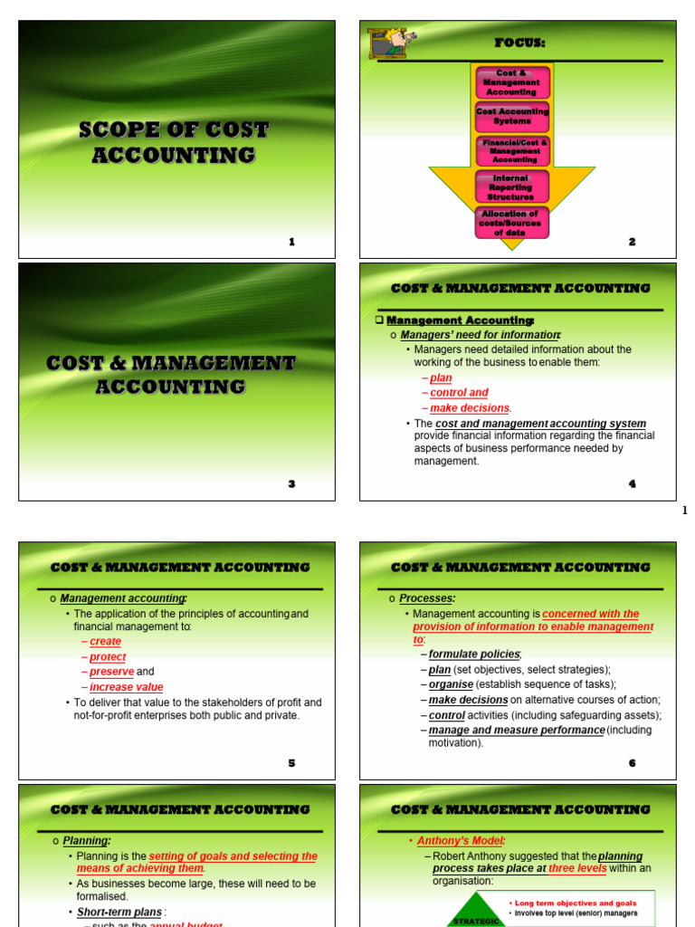 1.0 - Class Notes - Scope of Cost Accounting - 2024 | PDF | Management ...