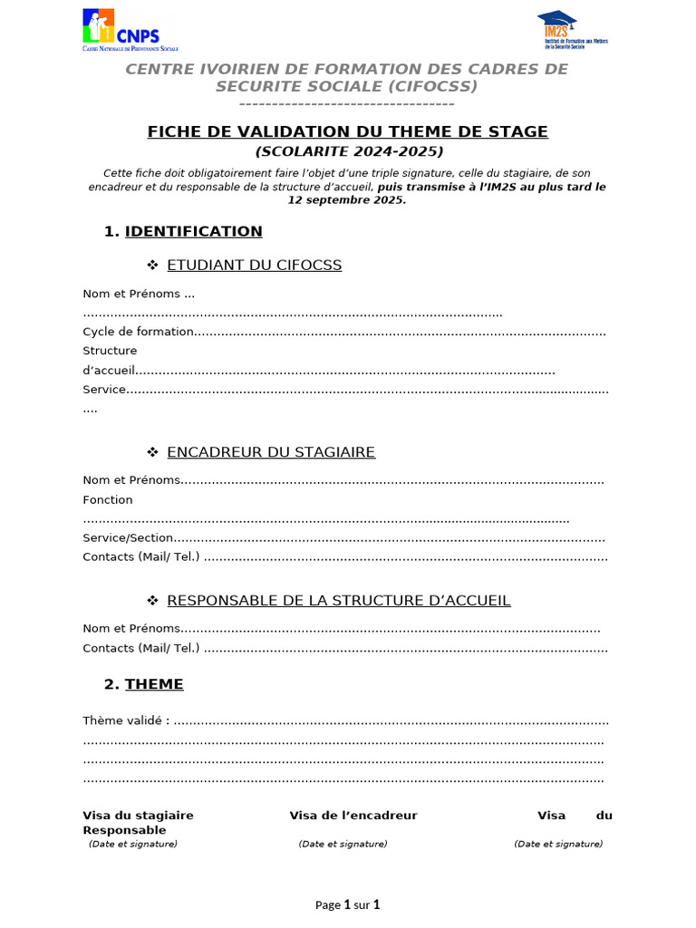 Fiche de Validation Du Thème CIFOCSS | PDF