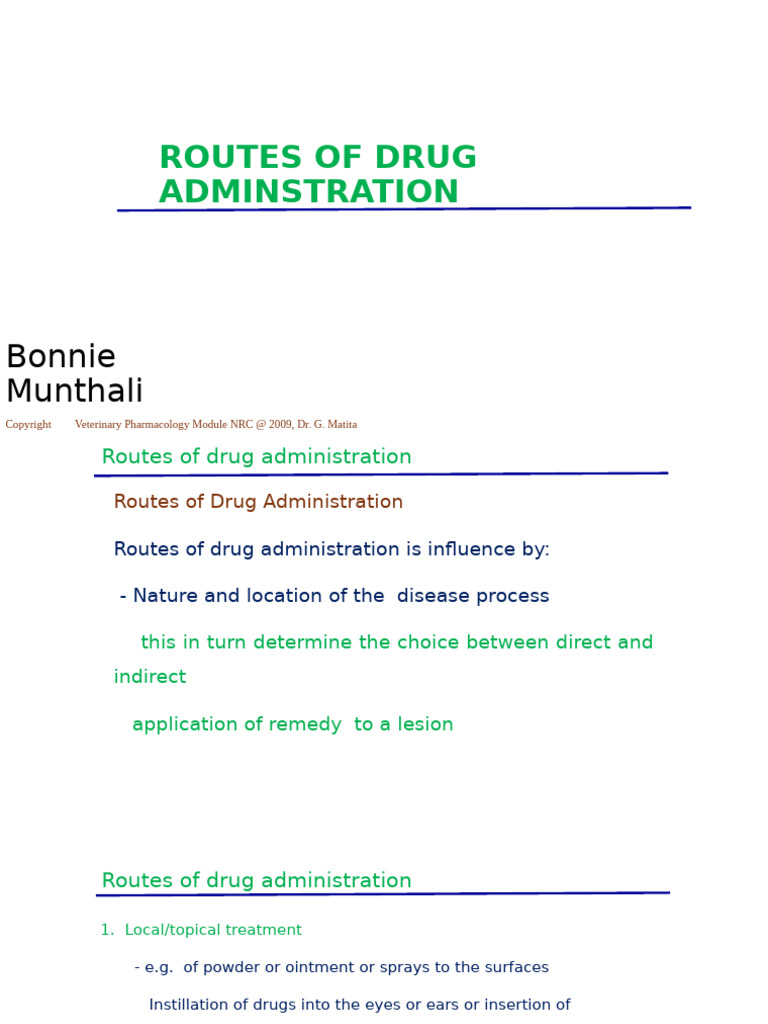 Routes of Drug Adminstration | PDF | Injection (Medicine) | Intravenous ...