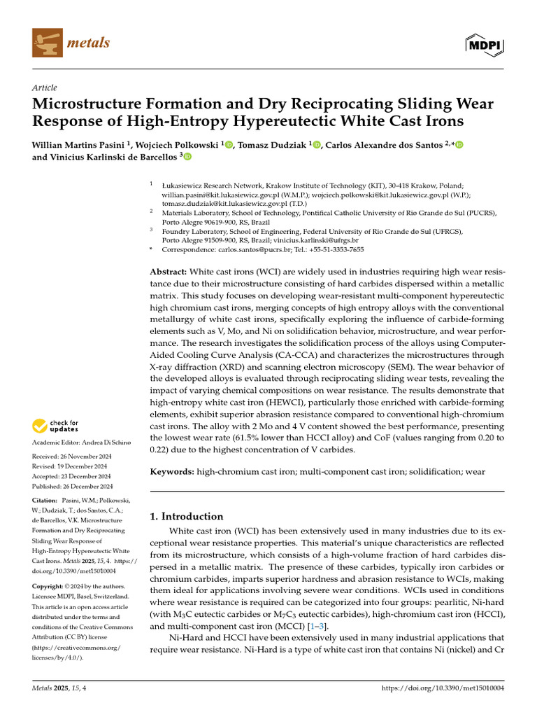 metals-15-00004 | PDF | Cast Iron | Scanning Electron Microscope