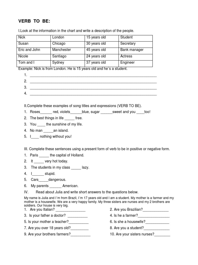 Verb To Be Review 2012 | PDF | Linguistics | Syntax