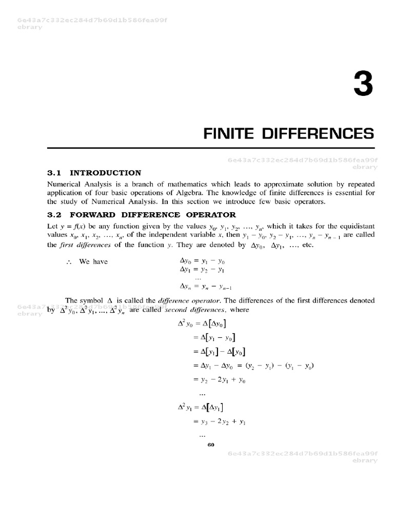 Numerical Analysis Chapter 3 Finite Differences | PDF | Fair Use | All Rights Reserved