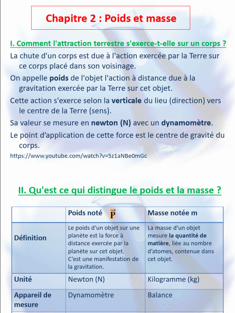 Poids et masse : définitions et différences | PDF | Poids | Masse