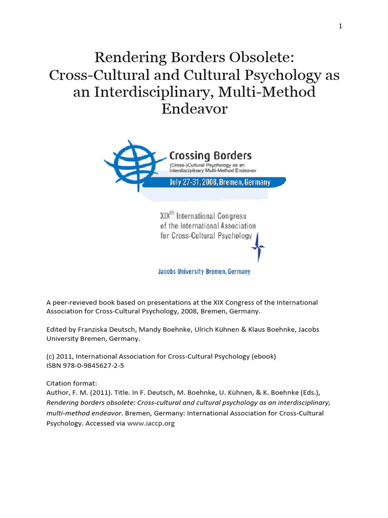 Bks - Rendering Borders Obselete. Cross-Cultural and Cultural ...