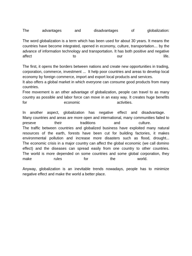 Globalization: Pros and Cons Explained | PDF