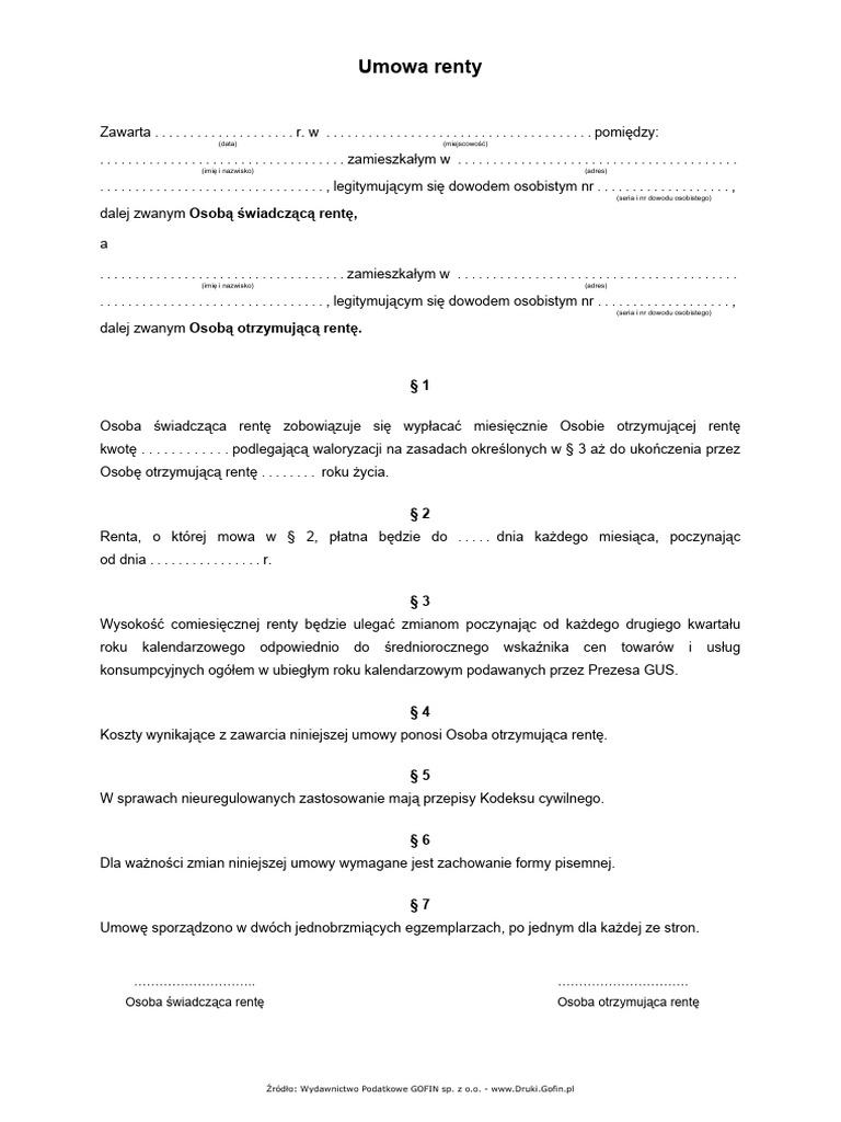 Umowa Renty | PDF