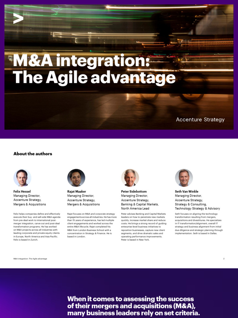 Accenture Strategy M A Integration The Agile Advantage Pov | PDF ...