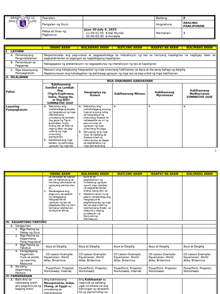 Ap8 q1 Week 3 Matatag Dll | PDF