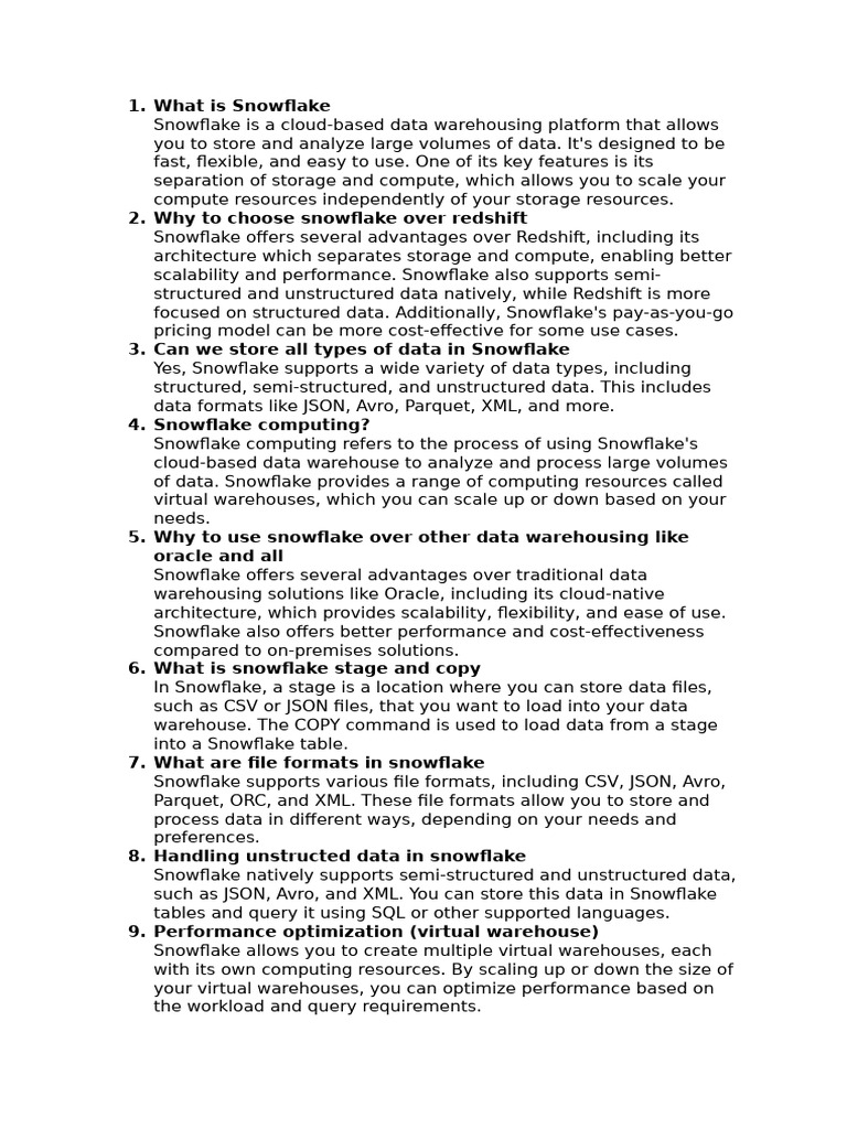 Snowflake Interview Questions | PDF | Databases | Cloud Computing