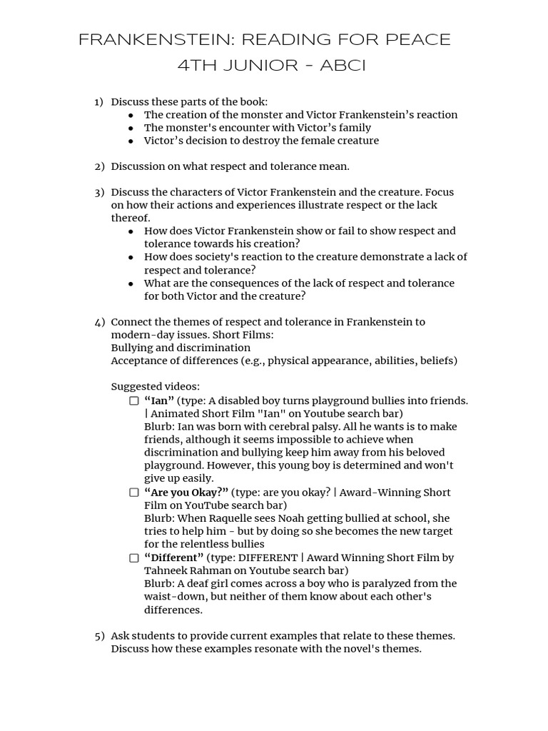 Frankenstein Lesson Plan | PDF | Frankenstein