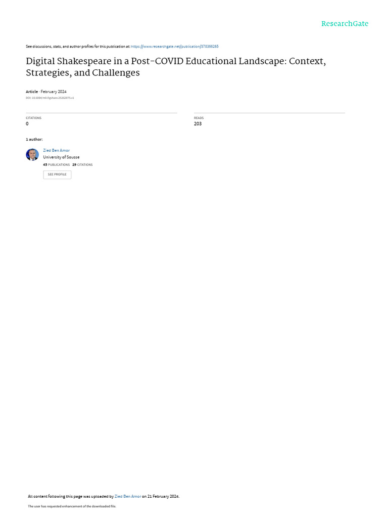 Published Article Post C Ovid Shakespeare | PDF | Learning | Teachers