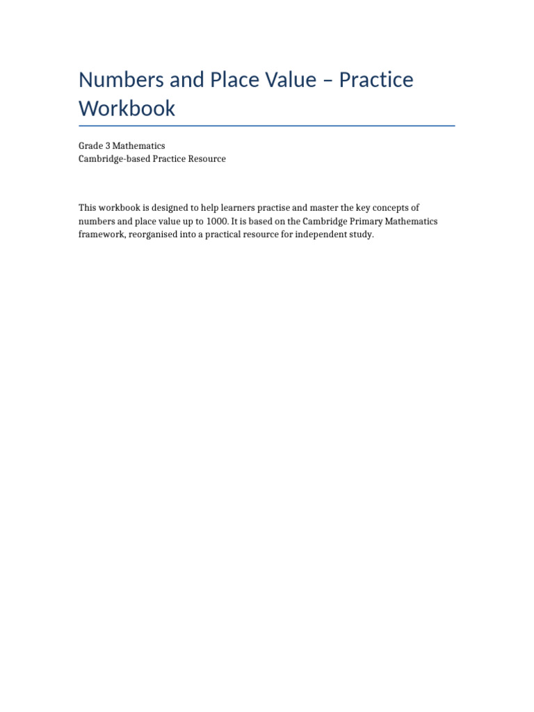 Grade 3 Numbers & Place Value Workbook | PDF