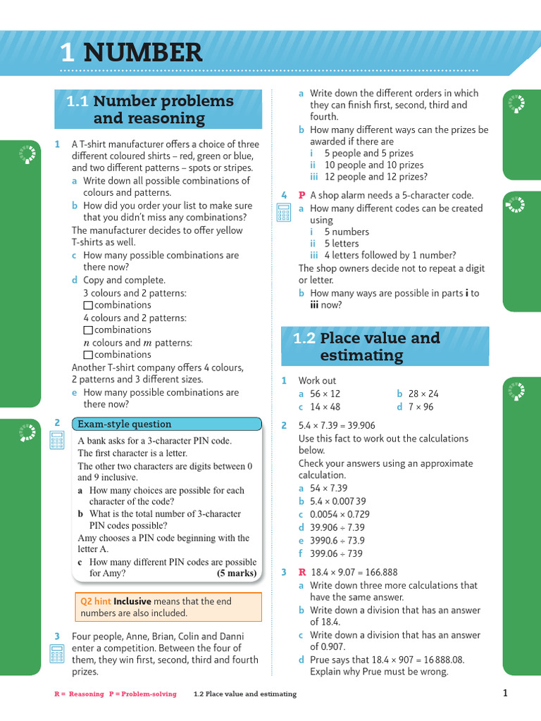 Higher Practice Reasoning and Problem Solving Book Unit 1 Sample | PDF ...