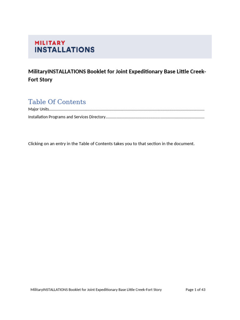 Joint Expeditionary Base Little Creek-Fort Story Installation Booklet ...