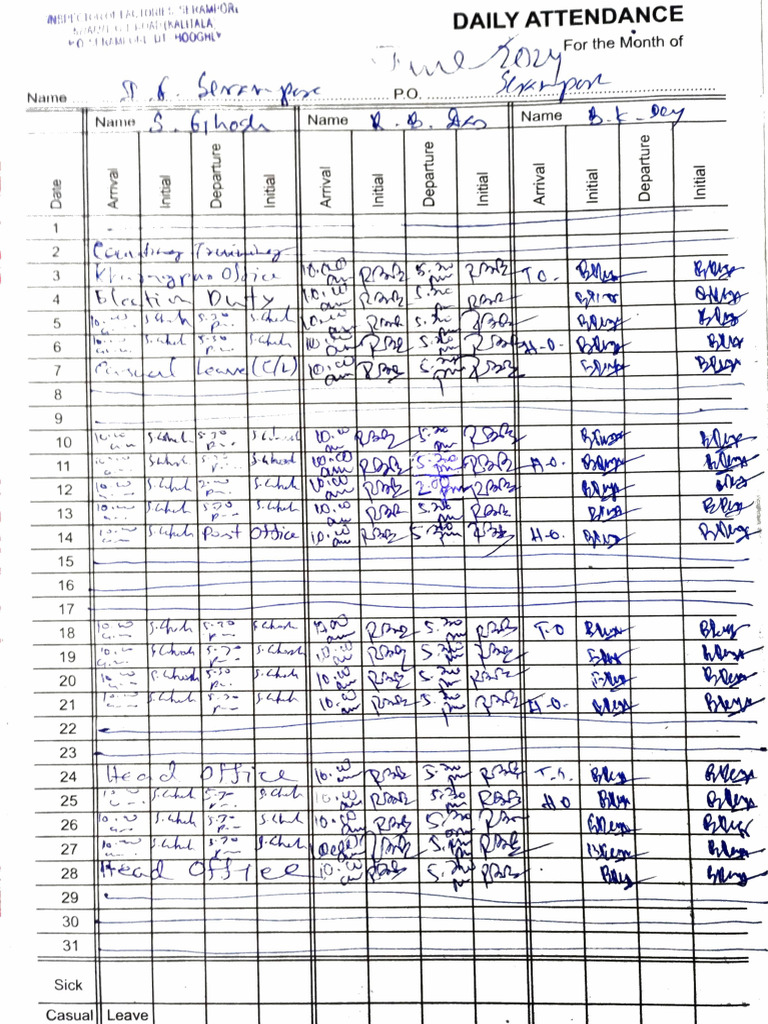 Monthly Attendance Tracker Template | PDF
