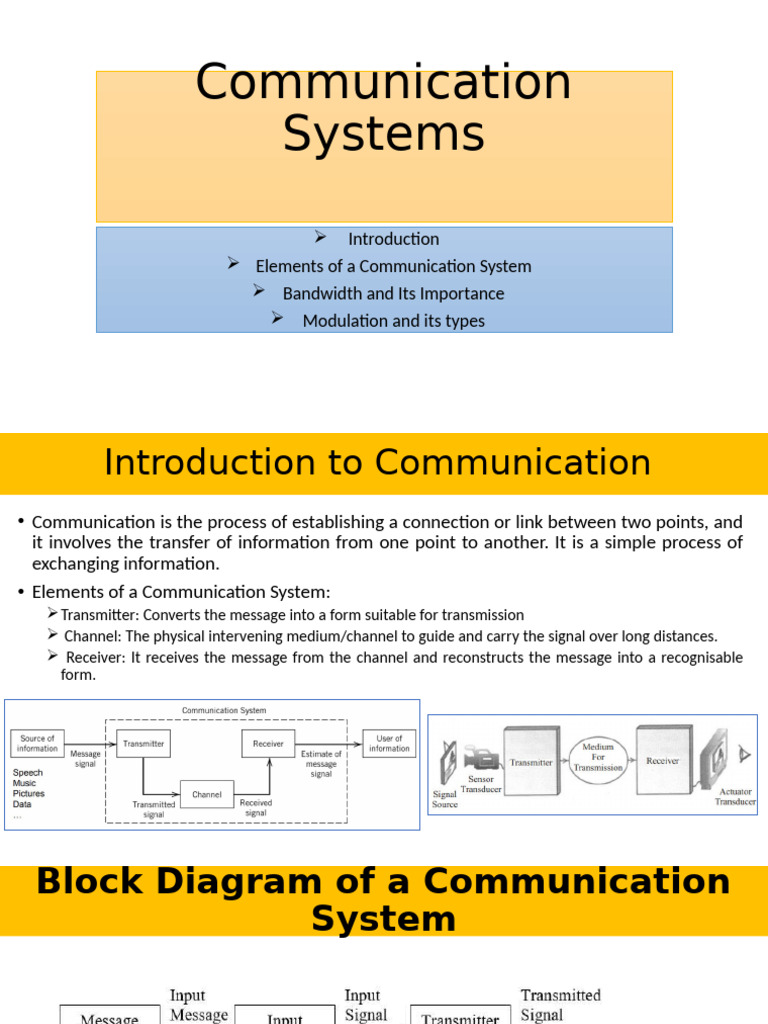 Communication Systems Overview and Modulation | PDF | Communications ...