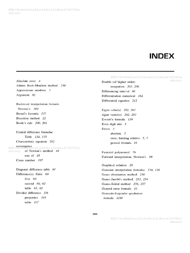 Numerical Analysis Index | PDF
