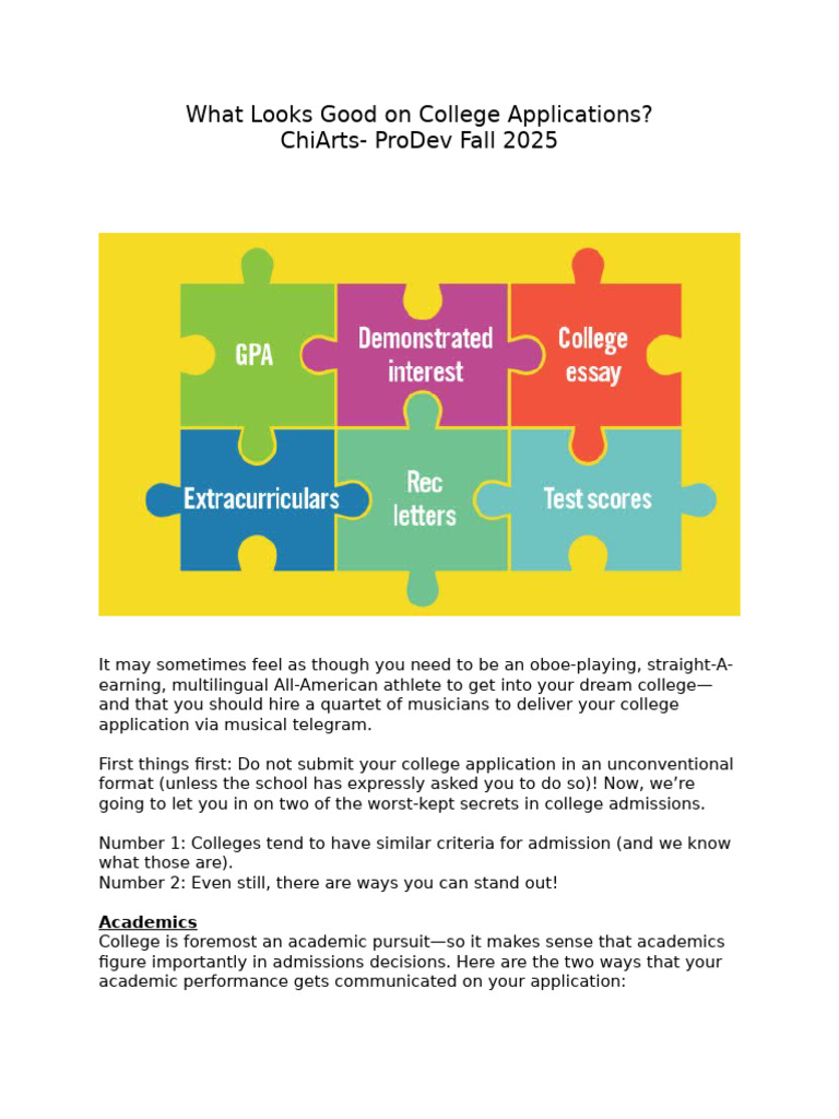 Key Factors for Strong College Applications | PDF | University And ...