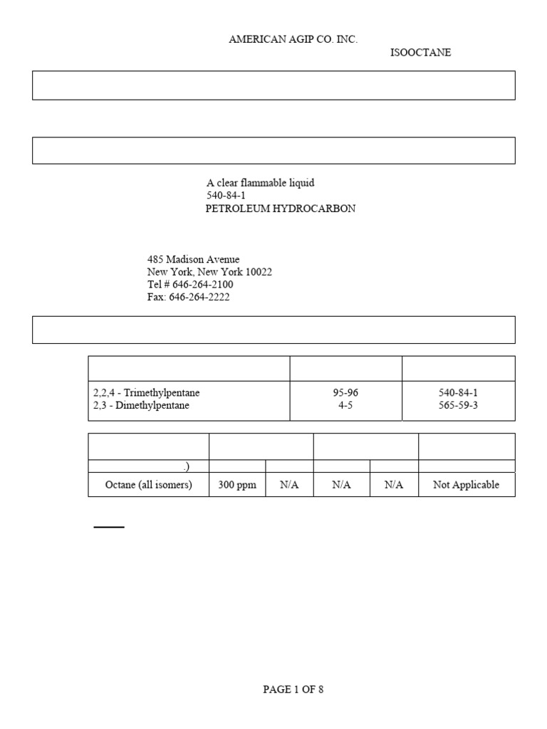 Isooctane MSDS - Safety & Hazards Guide | PDF | Combustion | Personal ...