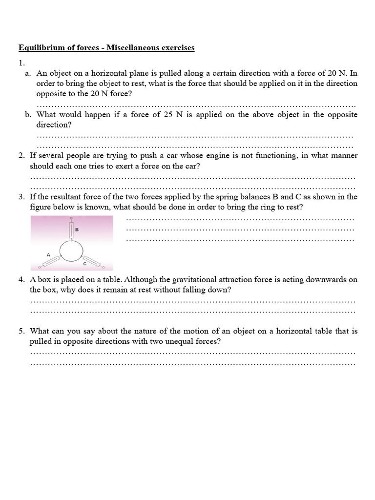 Equilibrium of Forces Exercises Explained | PDF