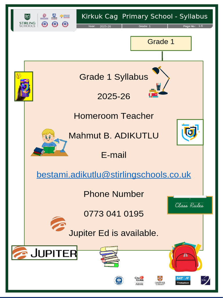Syllabus Grade1 Updated 1 | PDF | Pencil | Learning