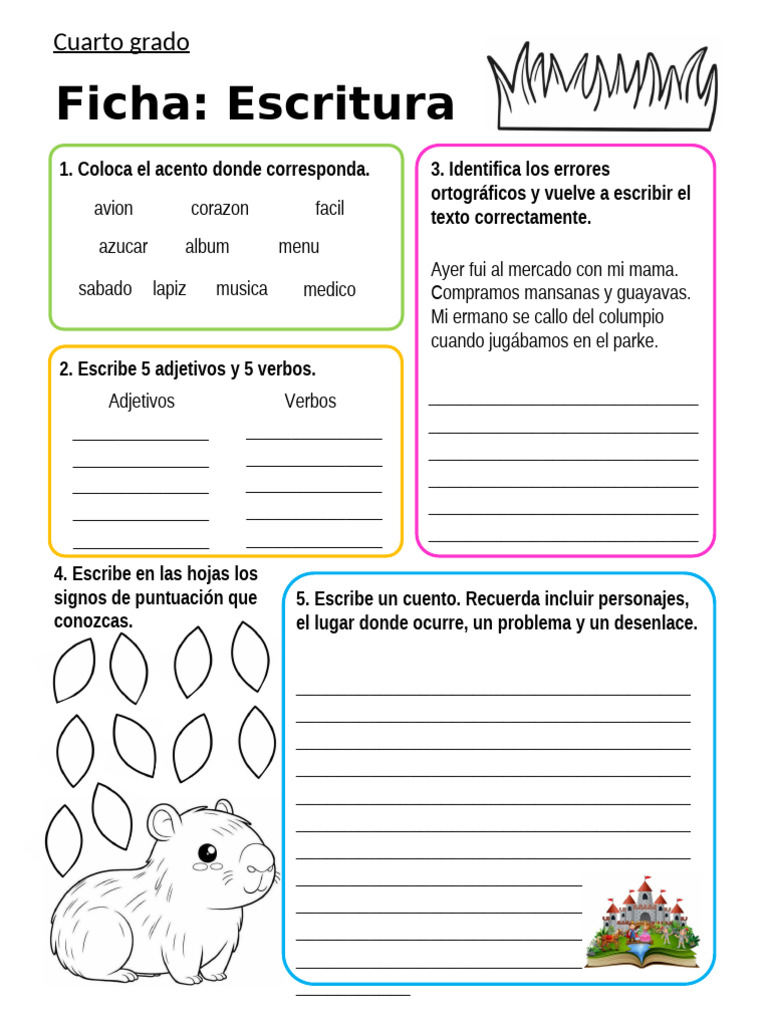 Actividades de Escritura y Lectura para Cuarto Grado | PDF