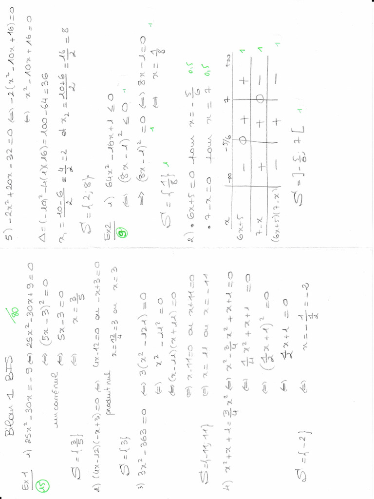 Bilan 2 - Second Degré - Correc | PDF