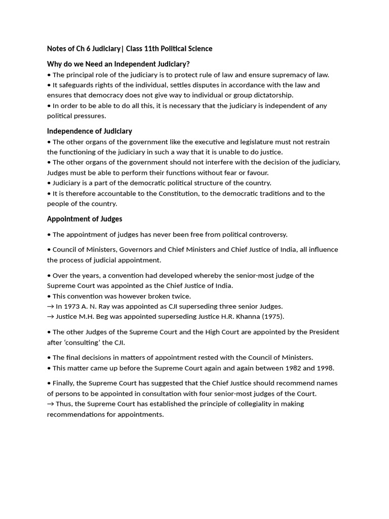 Notes of Ch 6 Judiciary | PDF | Appeal | Supreme Courts
