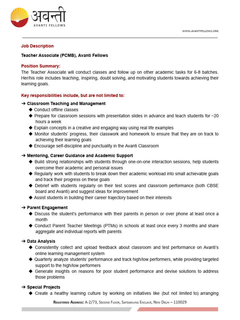 Associate Teacher Role Overview | PDF | Teachers | Leadership